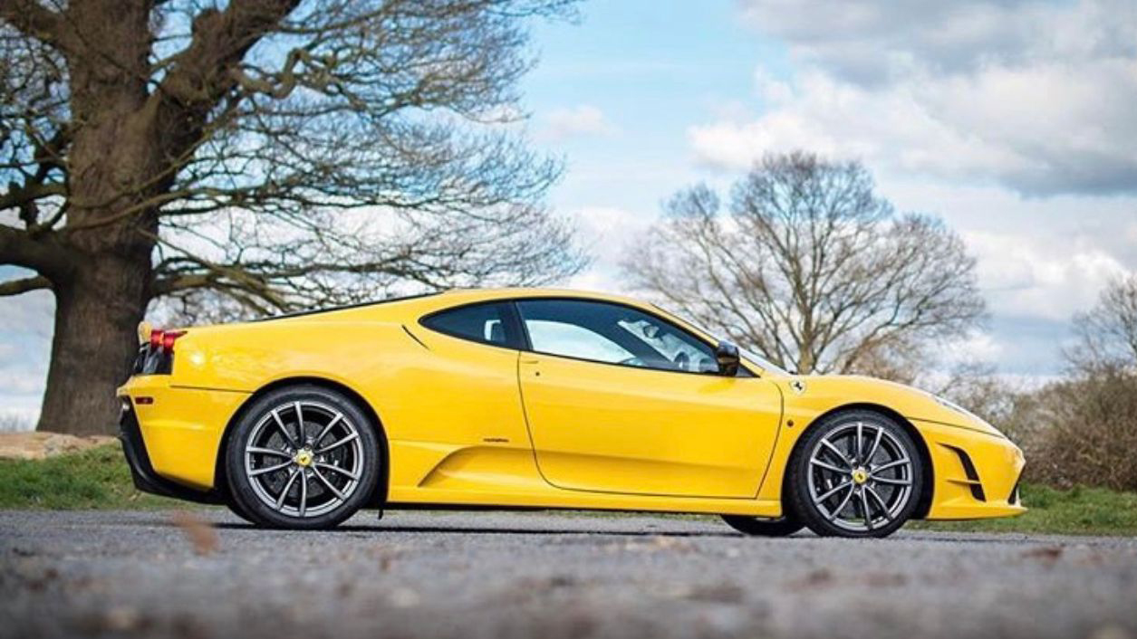 Yellow Ferrari 430 Scuderia for hire with chauffeur
