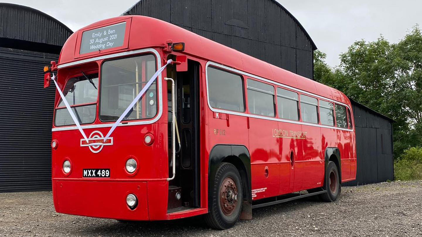 Vintage Single Decker Red Bus for Wedding hire