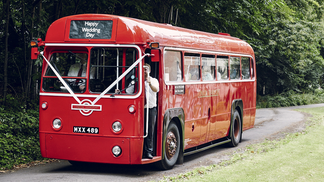 Vintage Single Decker Red Bus for Wedding hire