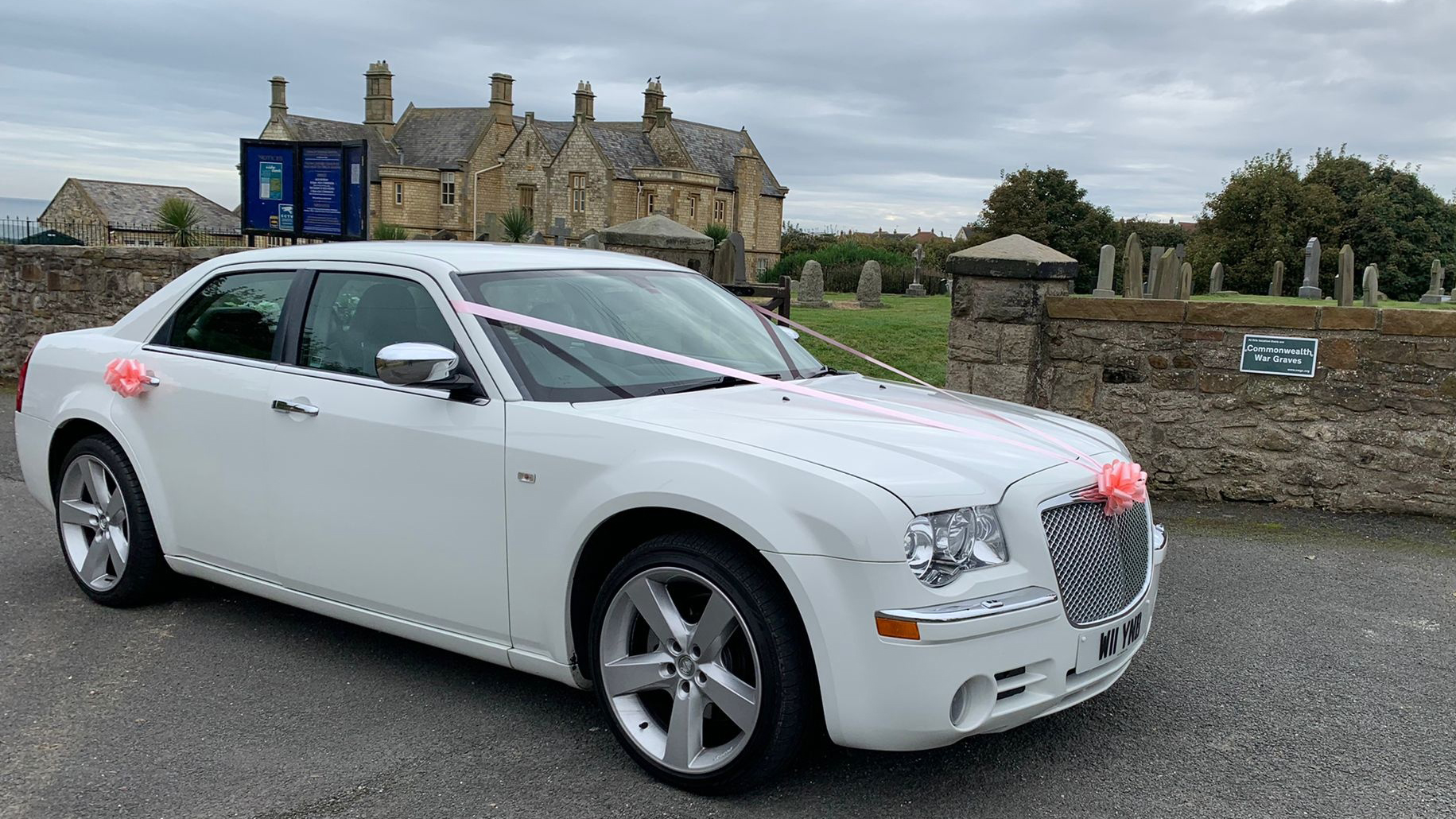 White Chrysler 300c Saloon Wedding Car for Hire Durham