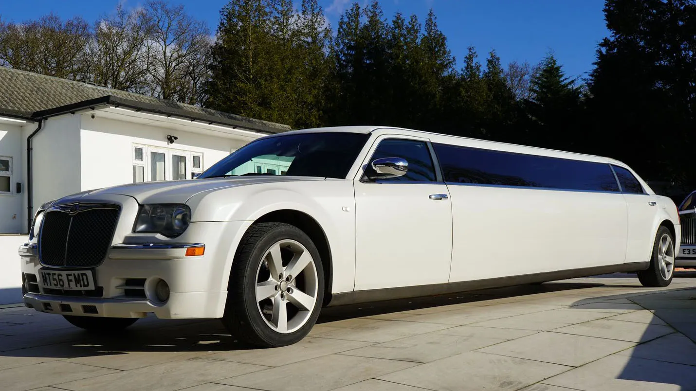 White Chrysler 300c Stretched Limousine hire in London