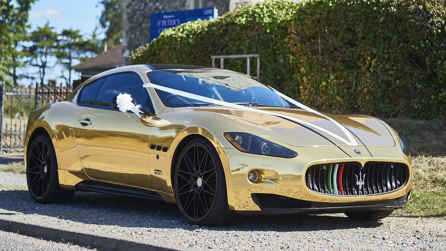 Gold Maserati GranTurismo Wedding Car hire Suffolk, Norfolk and Essex