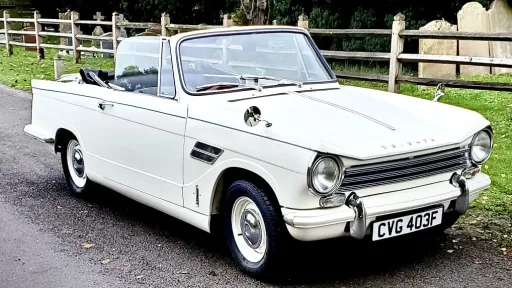 Classic Convertible Triumph Herald available to hire for weddings